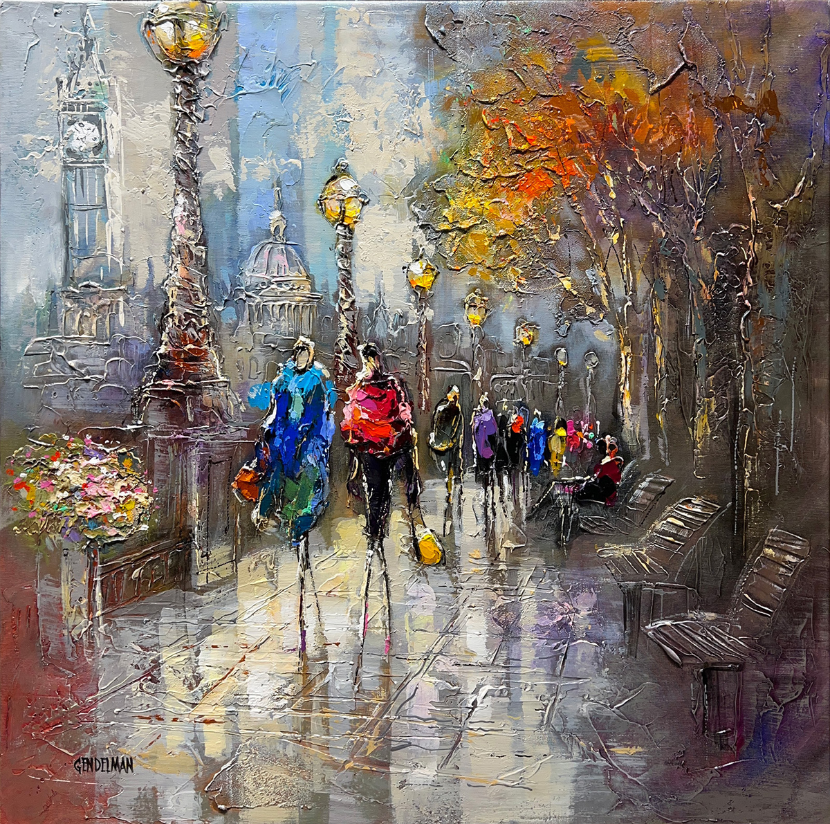 "London Phone Booth" by Irena Gendelman - Contemporary Acrylic on Canvas