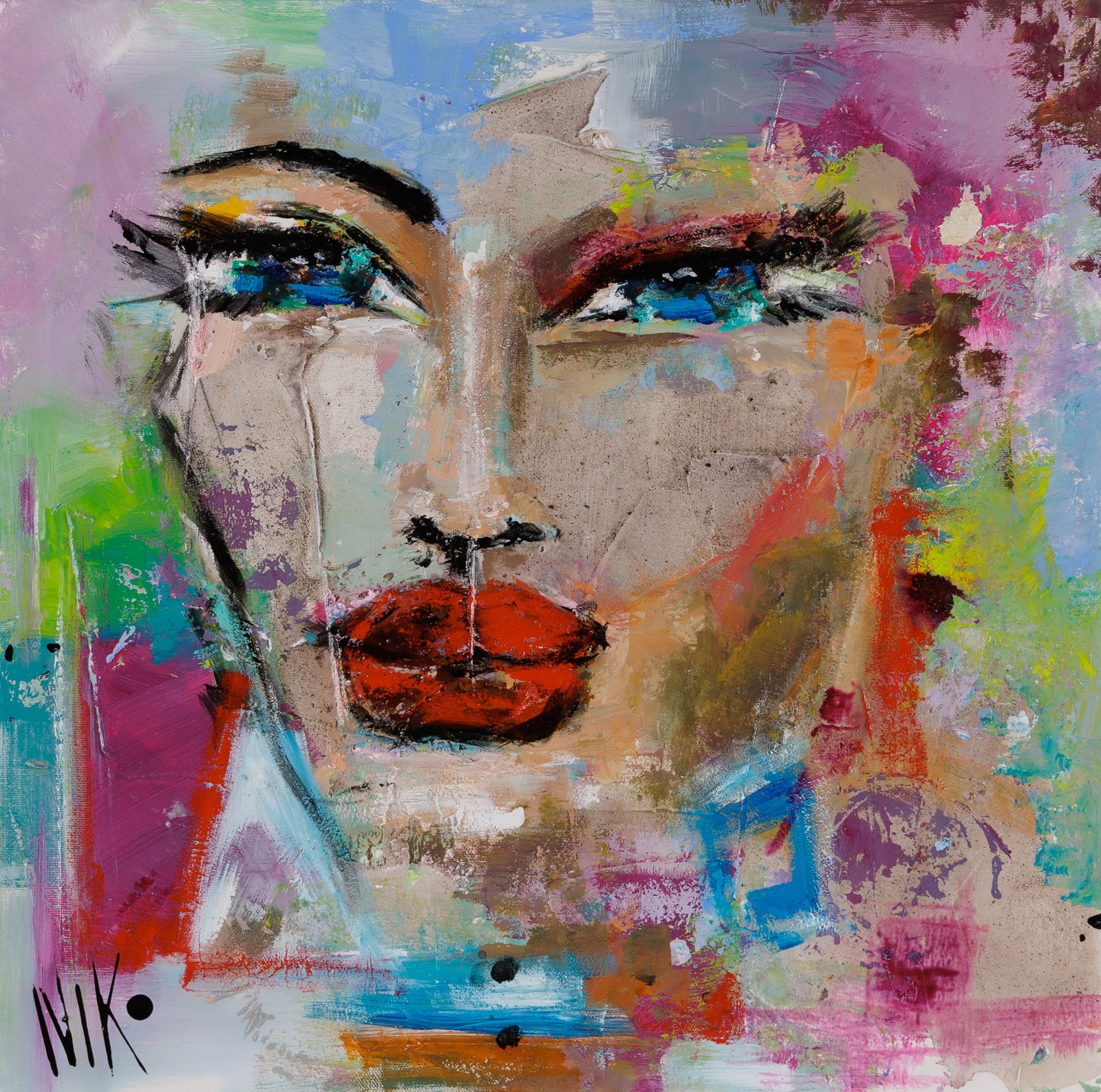 Neon Memory By Niko - Mixed Media & Resin Canvas