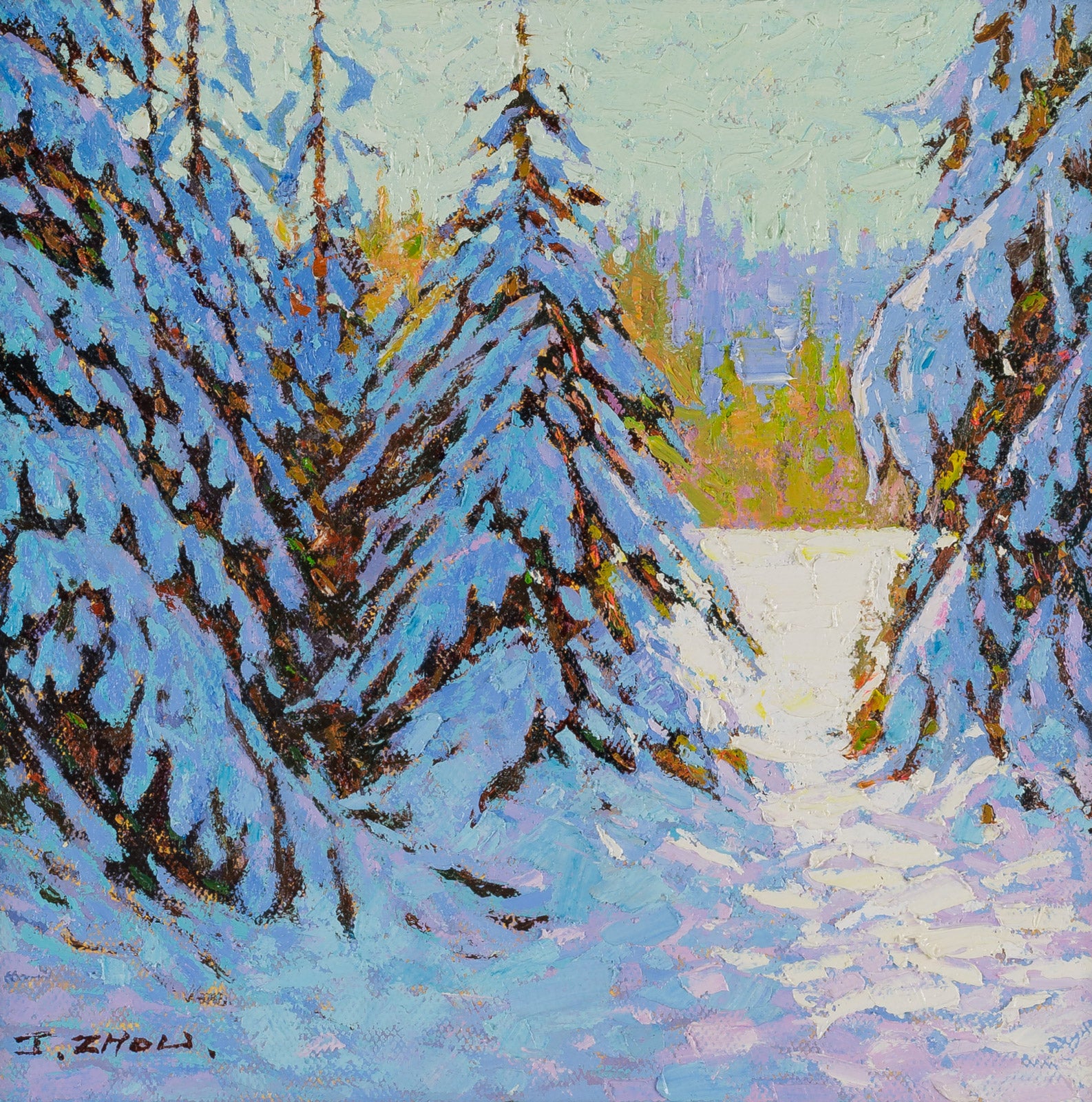 Covered In Snow By Jack Zhou - Oil on Canvas