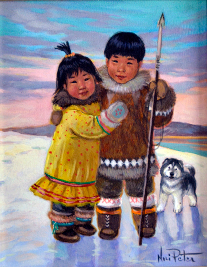 "My Big Brother" by Nori Peter - Native - Canadian Oil on Panel